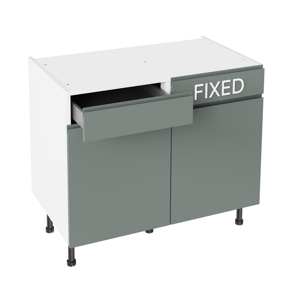 J-Pull Matt Sage Green 1000 LH Drawerline Base Kitchen Cabinet Flatpack ...