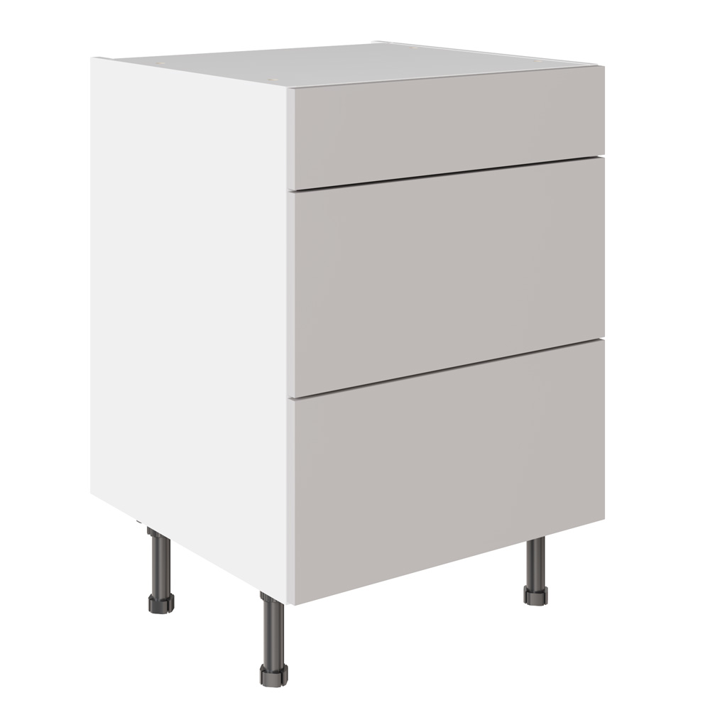 Slab Standard Light Grey 600 3 Drawer Base Kitchen Cabinet Rigid ...