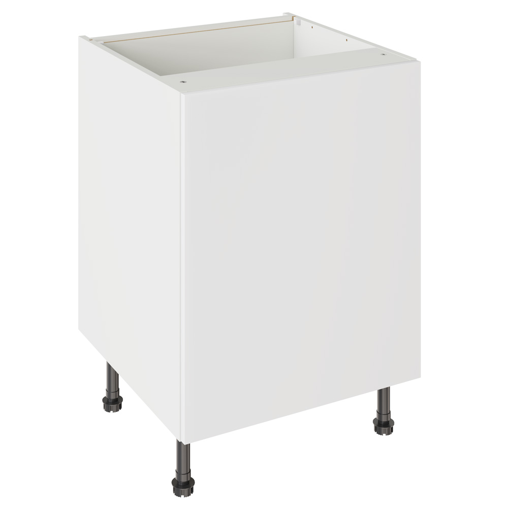 Slab Standard Flatpack 600 Base Kitchen Cabinet Snow White with Light ...